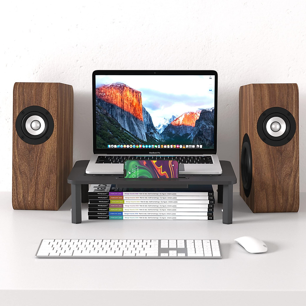 EVOOMI Monitor Stand Riser - Upgraded for Faster Productivity - Anti-Skid, HD Hexagonal Steel - Free Cable Ties - Computer Stand - Laptop, Desktop, Printer, iMac (Pack of 2)