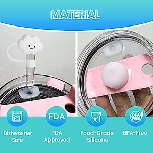 BOSORIO Spill Stopper Set Compatible with Stanley Quencher H2.0/1.0 30&40 OZ Tumbler with Handle, 2 Cloud Shape Straw Covers for 10mm Straws and 4 Leak Proof Cup Accessories