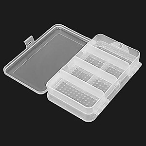 MUXSAM Double Sided Storage Organizer Container with Dividers, 1-Pack Jewelry Box Case 5.6x3.3in for Craft Beads Makeup Rings Earrings Necklace Fishing Tackles Screws (Plastic Front 4 + Back 6 Grids)