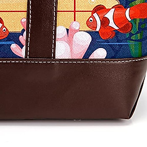 Timetable with Underwater World Tote Bags Large Leather canvas Purses and Handbags for Women Top Handle Shoulder Satchel Hobo Bags