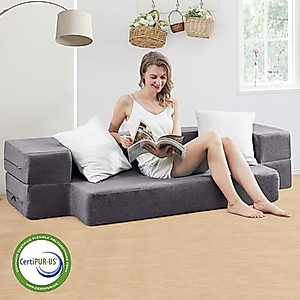 ILPEOD 8 Inch Memory Foam Fold Out Sofa Bed, Washable Cover Sleeper Convertible Futon Mattress for Bedroom Living Room Guest Bed