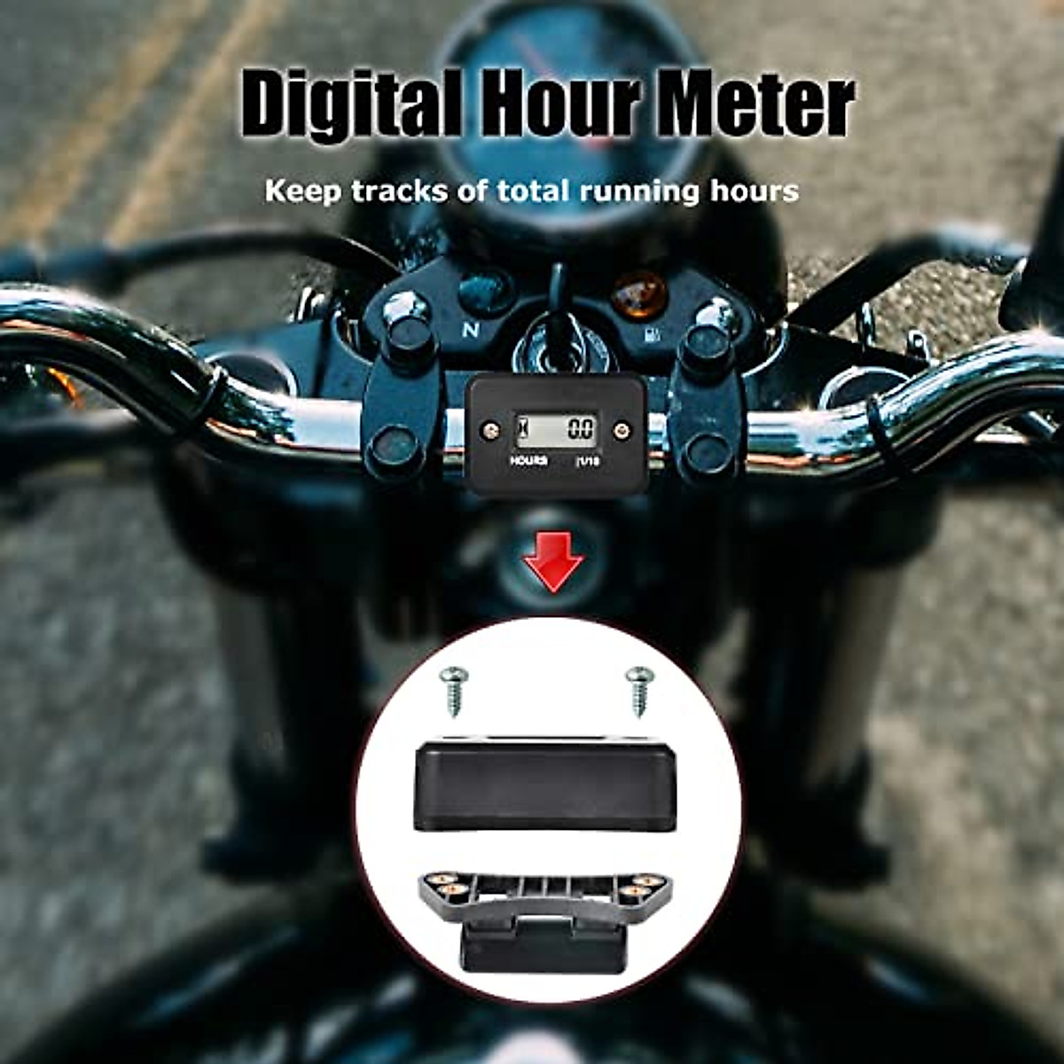 HonorMeet Digital Chainsaw Hour Meter Gauge, LCD Inductive Hours Counter for Lawn Mower with Mounting Bracket,Works on Gas Engine Powered Garden Tractor Air Compressor Generator Motorcycle Boat ATV.