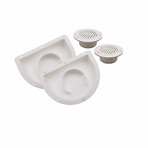 Class A Customs | RV ATV Cycle Truck Cargo Work Trailer Half-Moon Side Air Vents | Two Pack | White