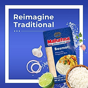 Mahatma Indian Basmati Rice, 32-Ounce Bag of Rice, Fluffy, Floral, and Nutty-Flavored Rice, Stovetop or Microwave Rice