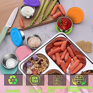 6Pack 1.6oz Small Condiment Containers with Lids, Salad Dressing Container To Go, Reusable Stainless Steel Sauce Containers for Lunch Bento Box, Leakproof Dipping Sauce Cups for Picnic and Travel