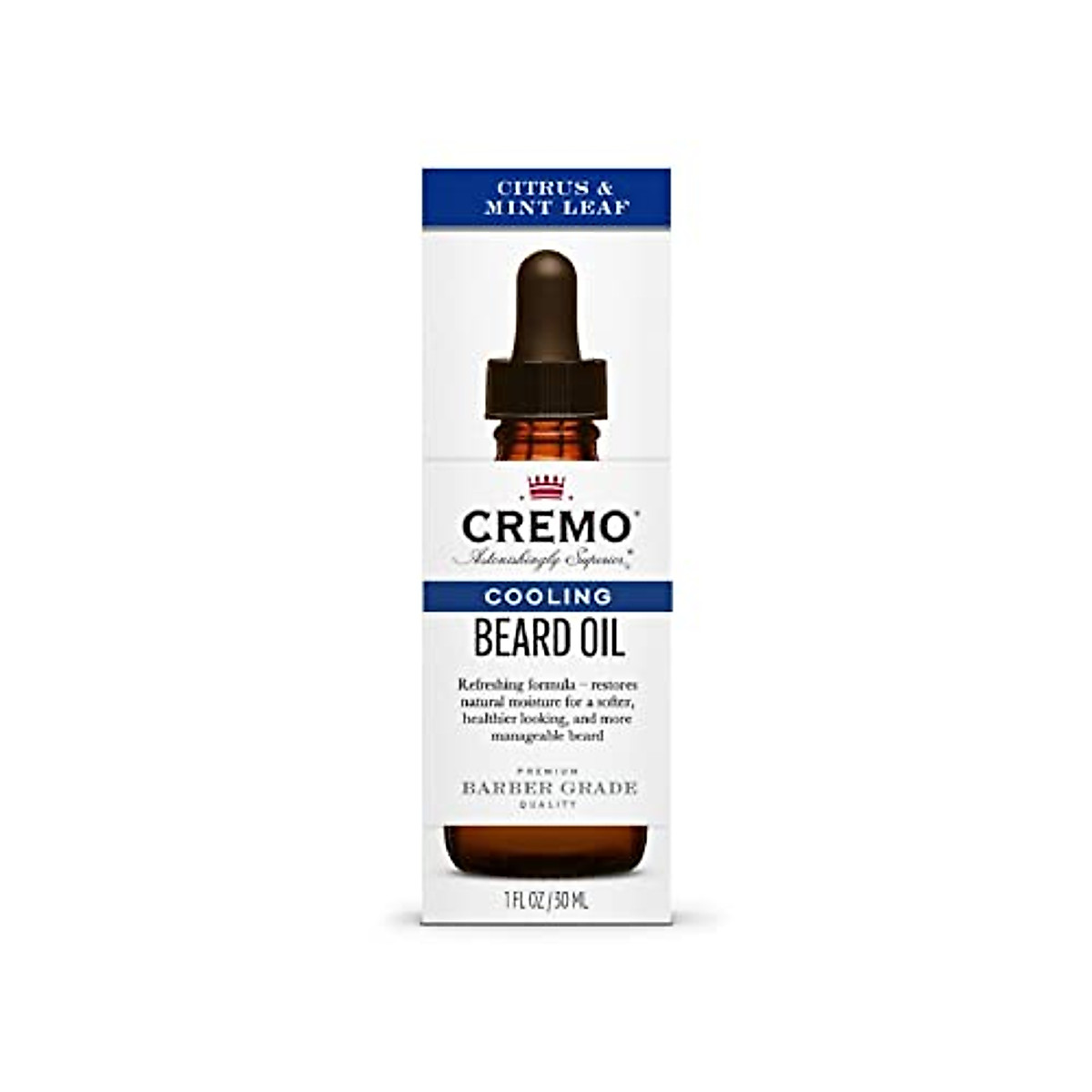 Cremo Beard Oil, Cooling Citrus & Mint Leaf, 1 fl oz - Restore Natural Moisture and Soften Your Beard To Help Relieve Beard Itch