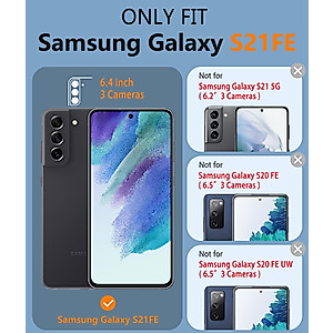 JXVM for Samsung Galaxy S21 FE Case: Dual Layer Protective Heavy Duty Cell Phone Cover Shockproof Rugged with Non Slip Textured Back - Military Protection Bumper Tough - 6.4inch (Blue Navy)