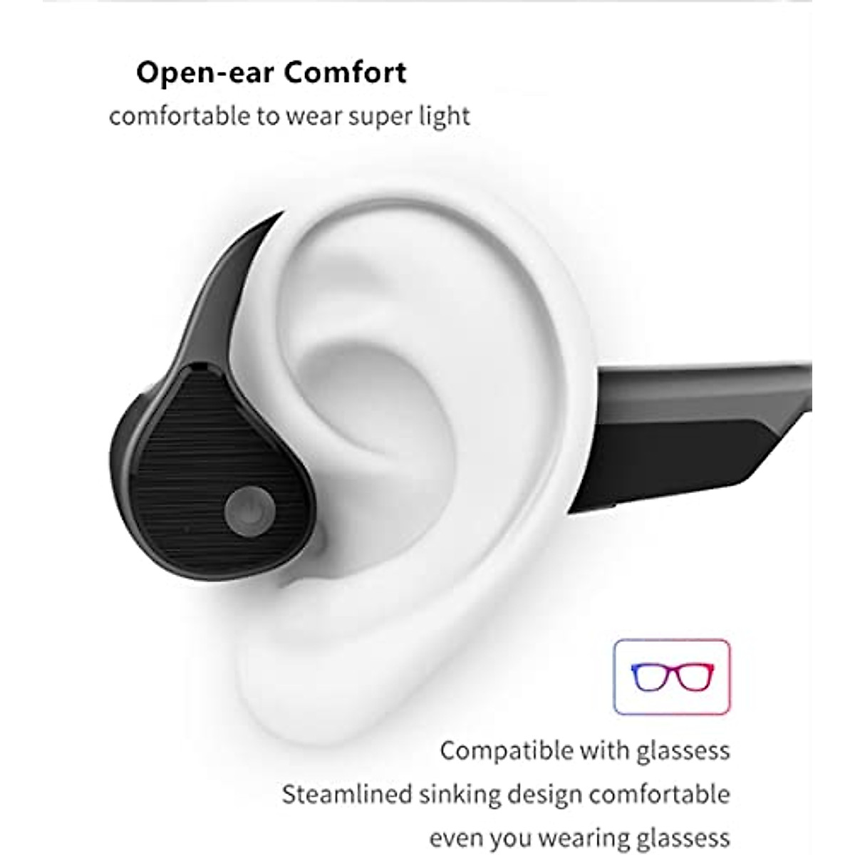 Bone Conduction Headphones Bluetooth 5.0,Wireless Open Ear Headphones with Built-in Mic,Sweatproof Sports Headset for Running and Workouts (Black-Gray)