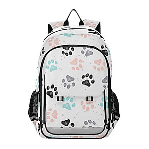 ALAZA Colorful Dog Paw Prints Laptop Backpack Purse for Women Men Travel Bag Casual Daypack with Compartment & Multiple Pockets