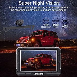 AMTIFO Wireless Backup Camera HD 1080P Car Truck Bluetooth Rear View 4.3 Inch Monitor System License Plate Back Cam Super Night Vision Digital Stable Signal A18