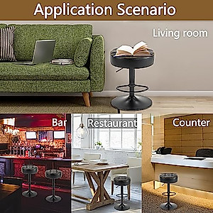 Purgreen Modern Adjustable Height Swivel Circular Bar Stools,360°Counter Height Swivel Chair,Comfortable Faux Leather Seat,Ideal for Home Kitchen Island Living Room and Bar Space