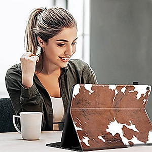 Case for All-New Amazon Fire HD 8 Tablet 2020 & Fire HD 8 Plus (10th Generation, 2020 Release), Multi-Angle View Adjustable Stand Auto Wake/Slee,Cowhide Farm Animal Skin Leopard Brown Cow
