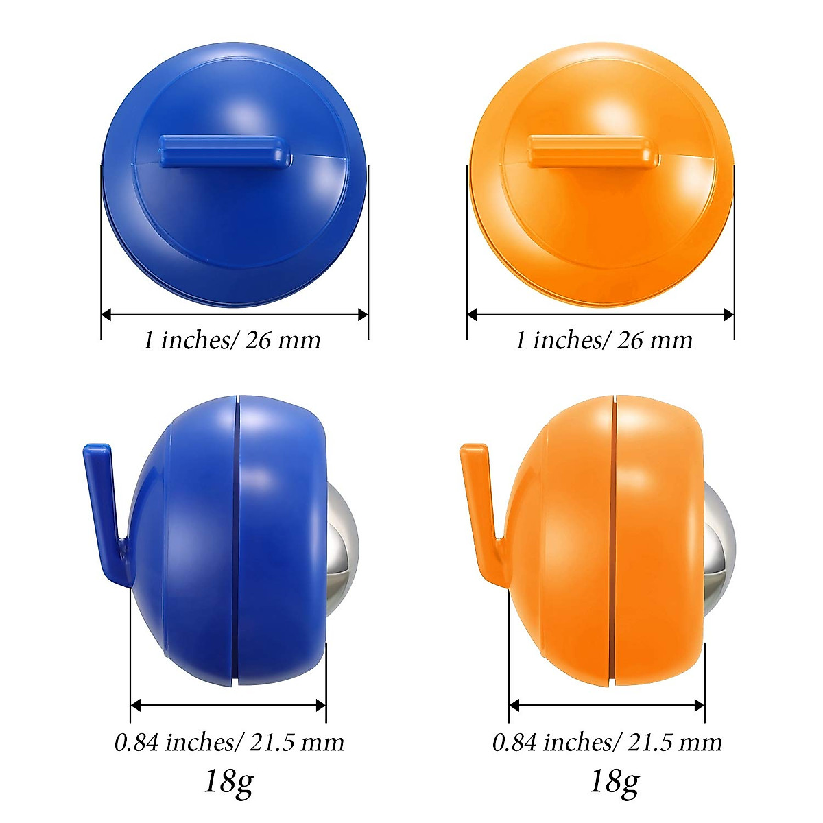 8 Pieces Tabletop Curling Game Pucks Replacement Shuffleboard Rollers Sliding Bead Games for Kids and Adults (Blue, Orange)