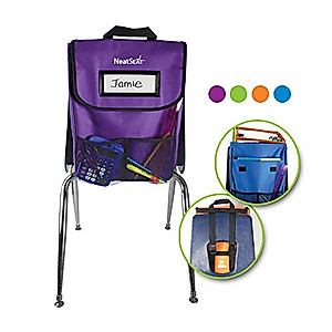 EAI Education NeatSeat Classroom Chair Organizer | Name-Tag Card, Dual Inner Pockets, Set of 4