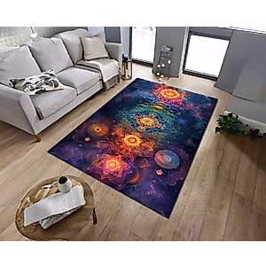 Owingus Design Chakra Rug, Yoga Carpet, Chakras Rugs Home Decor, Chakra Meditation Spiritual Yoga Print Area Rugs Floor Mat, Non-Slip Carpet for Living Room Bedroom Kitchen 96, 5x8 ft