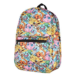 Bioworld Pokemon Backpack Pikachu Squirtle Jigglypuff Eevee Bulbasaur Charmander Laptop School Travel Backpack