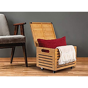 BirdRock Home Rolling File Storage Organizer Box with Lid (NEW VERSION) - Bamboo - Decorative Wood Hanging Filing & Storage Office Box - Letter/Legal - Strong Durable - Toys Blankets Binders - Natural