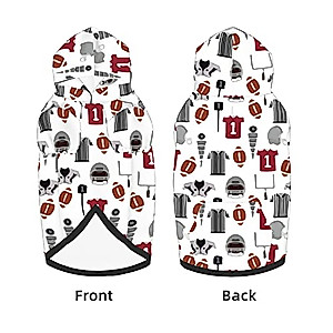 Large Dog Hoodie Football-College-Sports-Fan Pet Clothes Sweater with Hat Soft Cat Outfit Coat Medium