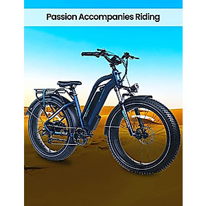 MAGICYCLE 750W Electric Bike for Adults 52V 15AH E Bike 26" Fat Tire Electric Bike 7 Speeds Cruiser Step-Thru Electric Mountain Bike - Midnight Blue