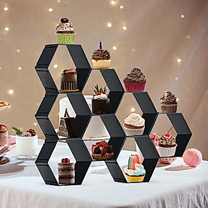 Black Honeycomb Hexagon Cake Display Stand