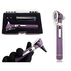 MEDCASE Brilliance German Fiber Optic Otoscope - Professional Ear Scope with LED Light and Speculum for Ear Examination and Diagnosis - Ideal for Professional and Home Use - Purple Color