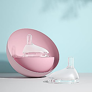 Glass Baby Bottle 6 oz - Breast Like Bottles for Breastfed Babies, Wide Neck, Anti Colic, 3 Months+, 2 Count (Pink)