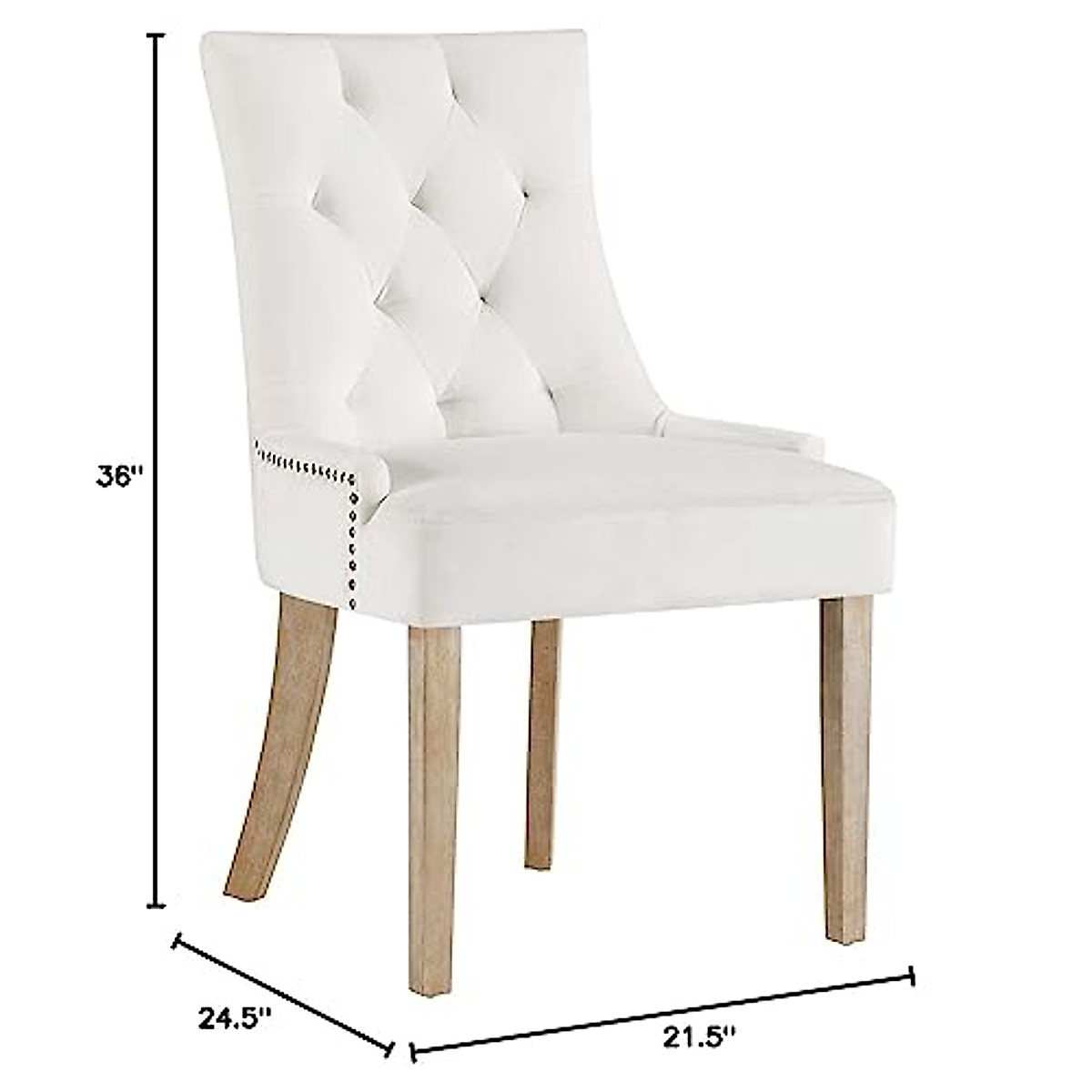 Modway Pose Tufted Performance Velvet Upholstered Dining Chair with Nailhead Trim in Ivory