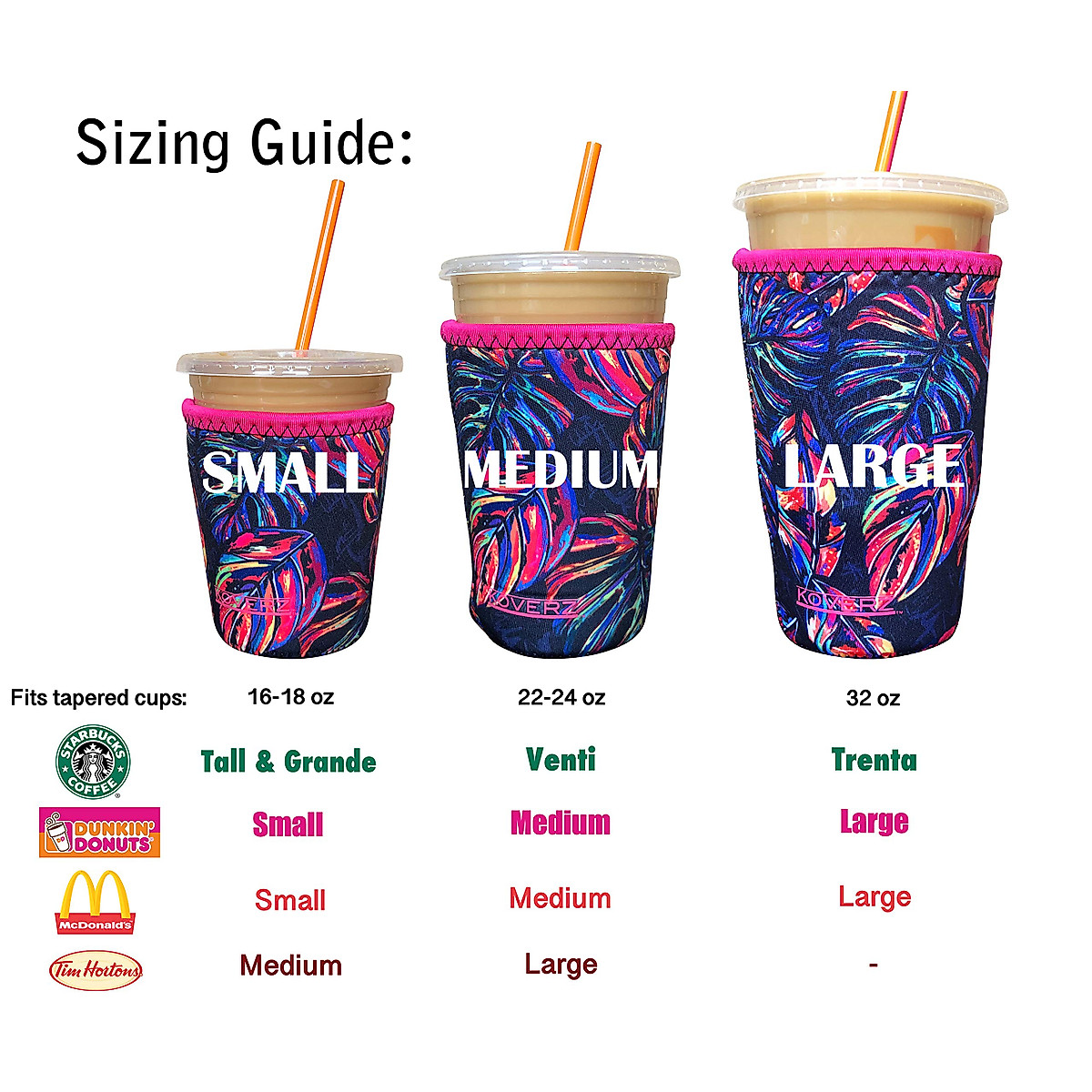 Koverz Neoprene Iced Coffee Sleeve - Large Midnight Mums