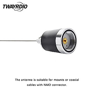 TWAYRDIO NMO Dual Band Antenna, 144MHz VHF and 430MHz UHF Two Way Antenna for Motorola Kenwood Icom Vertex Blackbox HYT Hytera Mobile Radios, Requires NMO Mount