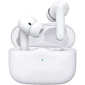 BONKON Bluetooth Earbuds, Wireless Headphones IPX7 Waterproof Wireless Bluetooth with Microphone Charging Case 48H Playtime, Pop-ups Auto Pairing Hi-Fi Stereo Sound Headset for Android/iOS (White)