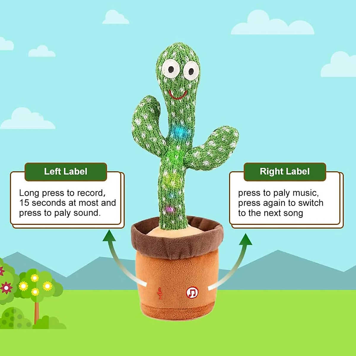 MIAODAM Dancing Cactus, Talking Cactus Baby Toy Repeating Words Smart Cactus Toy Dancing and Singing 100 Songs Funny Toy for Kids and Adults, Plush Interactive Toy Figures