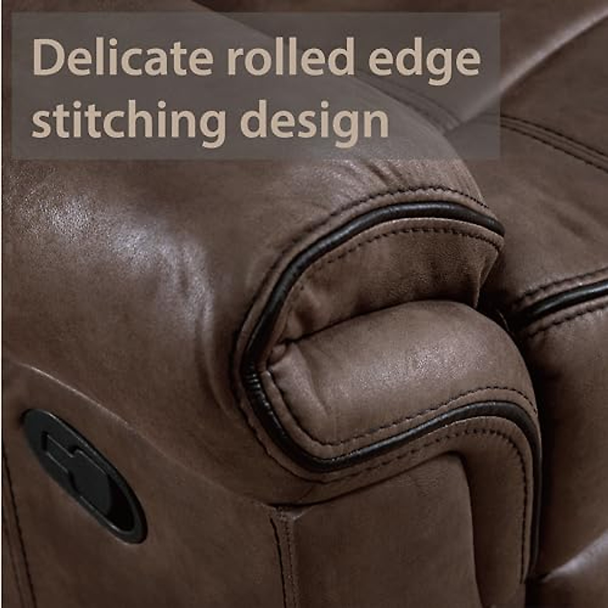 24/7 Shop at Home Amos Oversized Nursery Glider Recliner Chairs for Adults, Manual Comfy Reading Couch, Overstuffed Reclining Loveseat Sofa, Adjustable Comfy Theater Seating, for Living Room, Brown