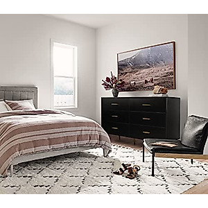 JOZZBY 6 Drawer Dresser, Modern Wood Dresser for Bedroom with Wide Drawers and Metal Handles, Storage Chest of Drawers for Living Room Hallway Entryway