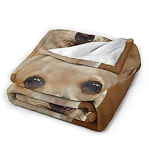 Yulimin Retro Chihuahua Dog Brown Baby Charm Full Fleece Throw Cloak Wearable Blanket Nursery Bedroom Bedding Decor Decorations Queen King Size Flannel Fluffy Plush Soft Cozy Comforter Quilt
