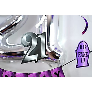 FINALLY LEGAL Purple Party Pack - 21st Birthday Banner, Balloon and Swirls Pack- Birthday Decorations - 21st Birthday Party Supplies, Favors and Gifts
