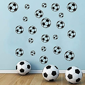 SITAKE 43 Pcs Soccer Stickers, Kids Soccer Ball Stickers Decals for Kids Room, Football Wall Decal Sticker Vinyl Art DIY Sticker for Boys Bedroom Playroom Living Room Window Door Decoration