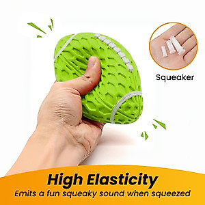 Petinstinct Squeaky Dog Football Toy, Rubber Dog Ball Toy for Aggressive Chewers, Tough Fetch Ball, Durable and Interactive for Medium Large Dogs, Green, Large