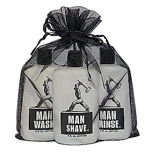 Man Stuff Beard Care Kit for Men | All Natural, Lightly Scented Shave Cream, Body & Beard Wash, and Beard Conditioner for Men | Paraben Free and Made in the USA | Vegan Beard Products for Men