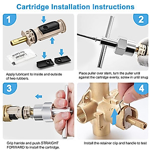1222 Replacement Cartridge with Puller 104421 and Handle Adapter Kit 116653, Compatible with Moen Single Handle Posi Temp Tub Shower Faucet