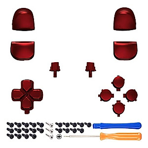 eXtremeRate Replacement D-pad R1 L1 R2 L2 Triggers Share Options Face Buttons, Scarlet Red Full Set Buttons Compatible with ps5 Controller BDM-010 & BDM-020