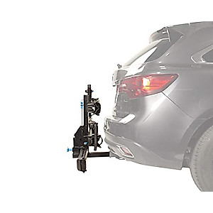 RockyMounts BackStage 2" Receiver Swing Away platform hitch 2 bicycle rack. Allows full access to the rear of the vehicle with bikes on or off the rack.