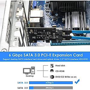 BEYIMEI PCIe SATA Card 2 Ports, PCI-E to SATA Expansion Card,6Gbps PCI-E (2X 4X 8X 16X) SATA 3.0 Controller Card for Windows10/8/7/XP/Vista/Linux,Support SSD and HDD