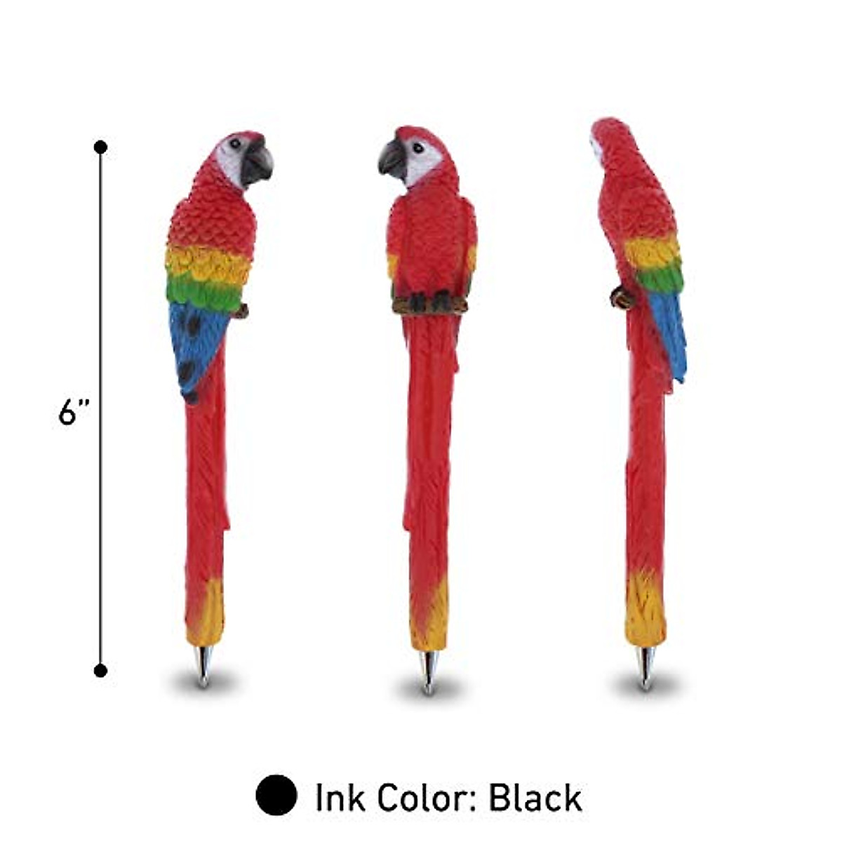 Planet Pens Red Parrot Novelty Pen - Fun Unique Kids and Adults Ballpoint Pen, Tropical Wildlife Animal Writing Pen Instrument For School & Office Desk Decor Accessories