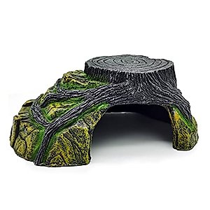 Hamiledyi Reptile Hideout Cave,Resin Simulation Rock Hideout Terrarium Habitat Decortion for Lizards Geckos Chameleons Frogs Turtles Snakes