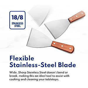 New Star Foodservice 38309 Wood Handle Slant Edge Grill Scraper, 4-Inch x 8.5-Inch