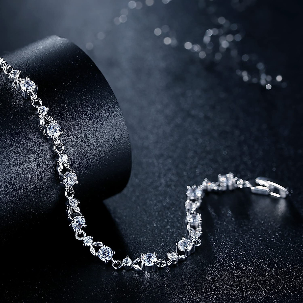 WOSTU 14K White Gold Plated 3mm Cubic Zirconia Classic Tennis Bracelet | Gold Bracelets for Women | Size 6.5-7.5 Inch