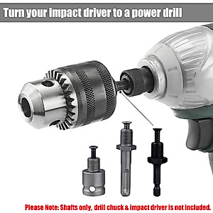 Yakamoz 3Pcs 1/2-20 UNF Mount Thread Drill Chuck Shank Adapter Set, SDS-Plus Shank for Rotary Hammer Drill | 1/4" Hex Shank for Impact Driver | 1/2" Drive Female Adapter for Air Impact Wrench