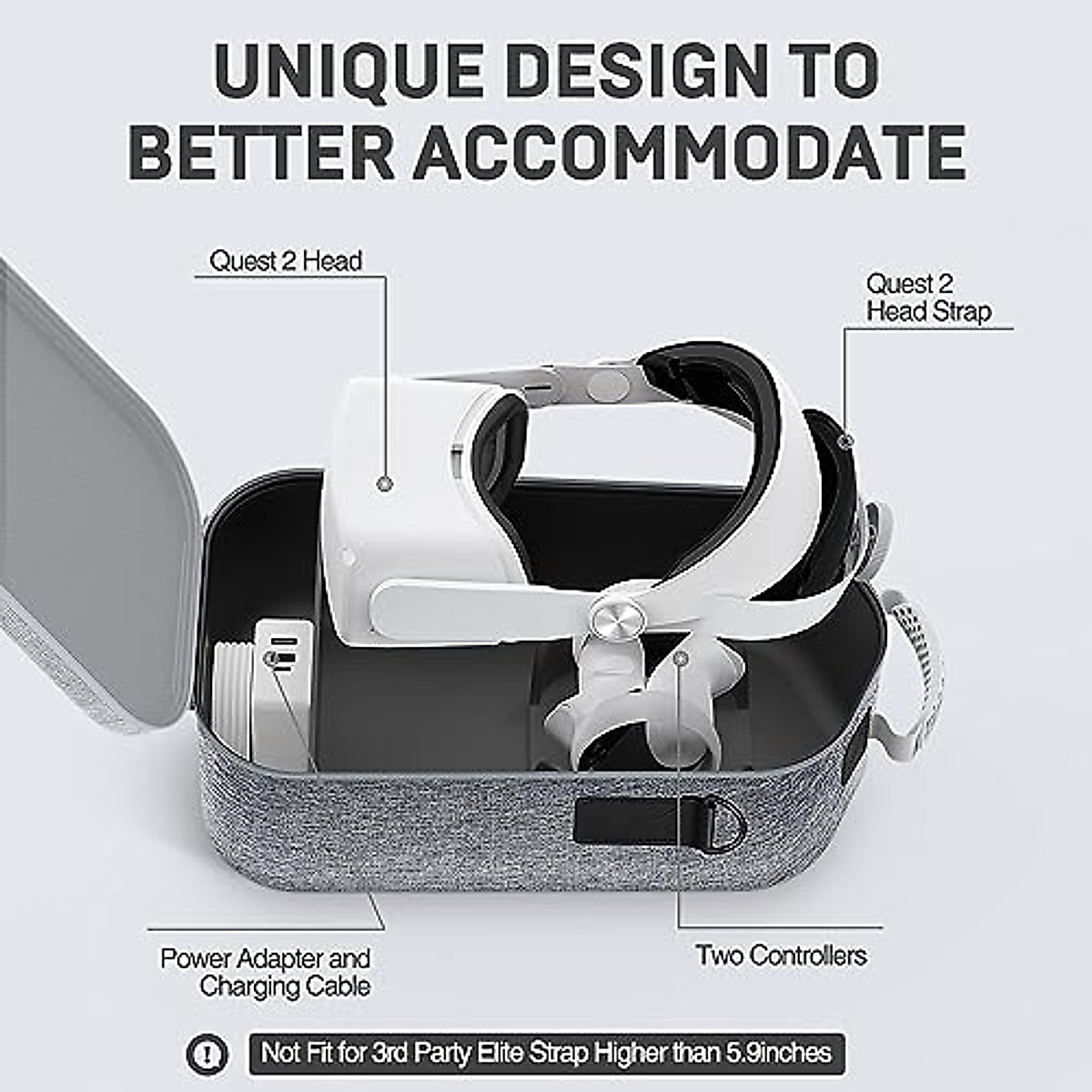 Vimetapro Carrying Case For Oculus Quest 2/Quest 3/PSVR2,Travel Case Storage Bag For For Meta Quest 2 Accessories/Pro Vr Headset With Elite Strap,Touch Controllers And Other Vr Accessories
