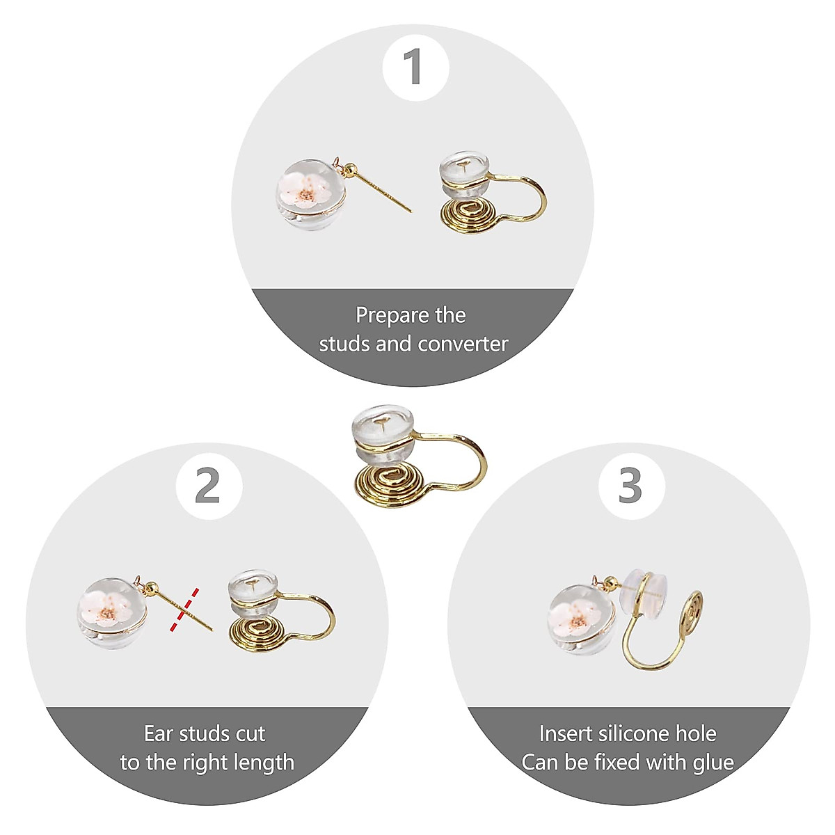 TAOARA 16 PCS Clip on Earrings Converter 5 Types Earring Converters Pierced to Clip with 16 Pieces Comfort Earring Pads Golden Hook Earring Converter for Women Men Non-Pierced Ears