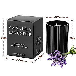 Lavender Candle for Home Scented: Vanilla Soy Candle Gift Set for Men Women 100% Natural Cotton Wicks 6.3 Oz 36 Hours Long Burning,Black Large Jars Eucalyptus Aromatherapy Candle Home Birthday Decor